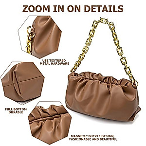 TUGONK Women's Designer Shoulder Bag Ruched Cluch Purse Dumpling Shoulder Bag Chain Pouch Bag for Women