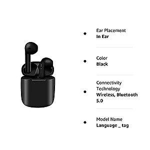 Wireless Earbuds Bluetooth 5.0 Headphones with 30H Cycle Playtime Built-in Mic IPX6 Waterproof Headsets with Charging Case for in-Ear Buds (Black)