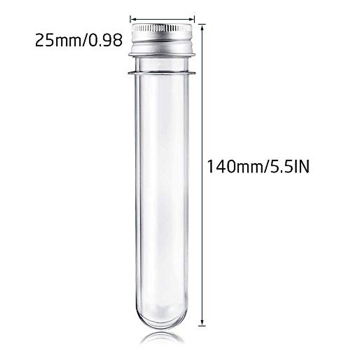 Acrux7 30 Pack Clear Plastic Test Tubes with Screw Caps, 45ml Clear Botanical Bath Salt Tubes 1x5 inch for Beads, Gumball, Candy Storage, Decorate(25x140mm)
