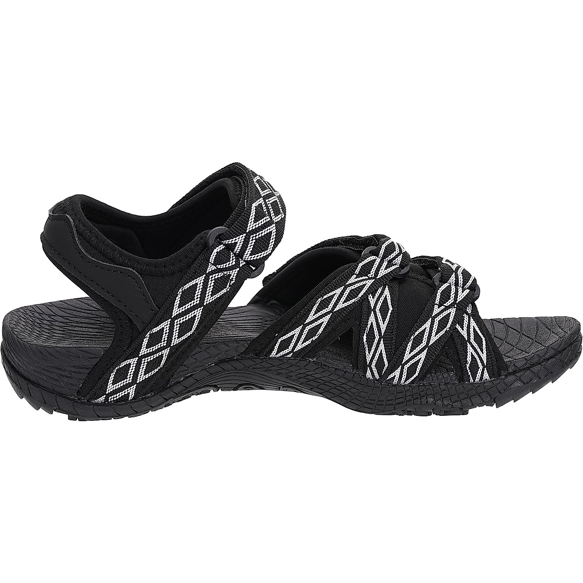 WHITIN Women's Hiking Sandals with Arch Support Orthopedic Size 9 Sport Sandals Traps with Adjustable Hooks Resistant Outdoor Soft BlackWhite 39