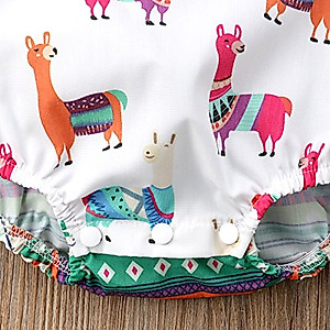 Lamuusaa Newborn Infant Toddler Baby Girls Colourful Alpaca Pattern Tank Tops Summer Bodysuit Romper Jumpsuit (80/6-12M, Multicoloured)