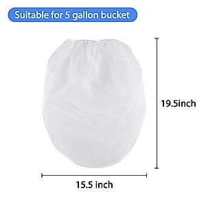 Sukh 10PCS Paint Strainer Bag - 5 Gallon Paint Filter Strainer Bucket Strainer with Elastic Drawstring Top Opening Nylon Mesh Filter White Fine Mesh Bag for Paint Gardening