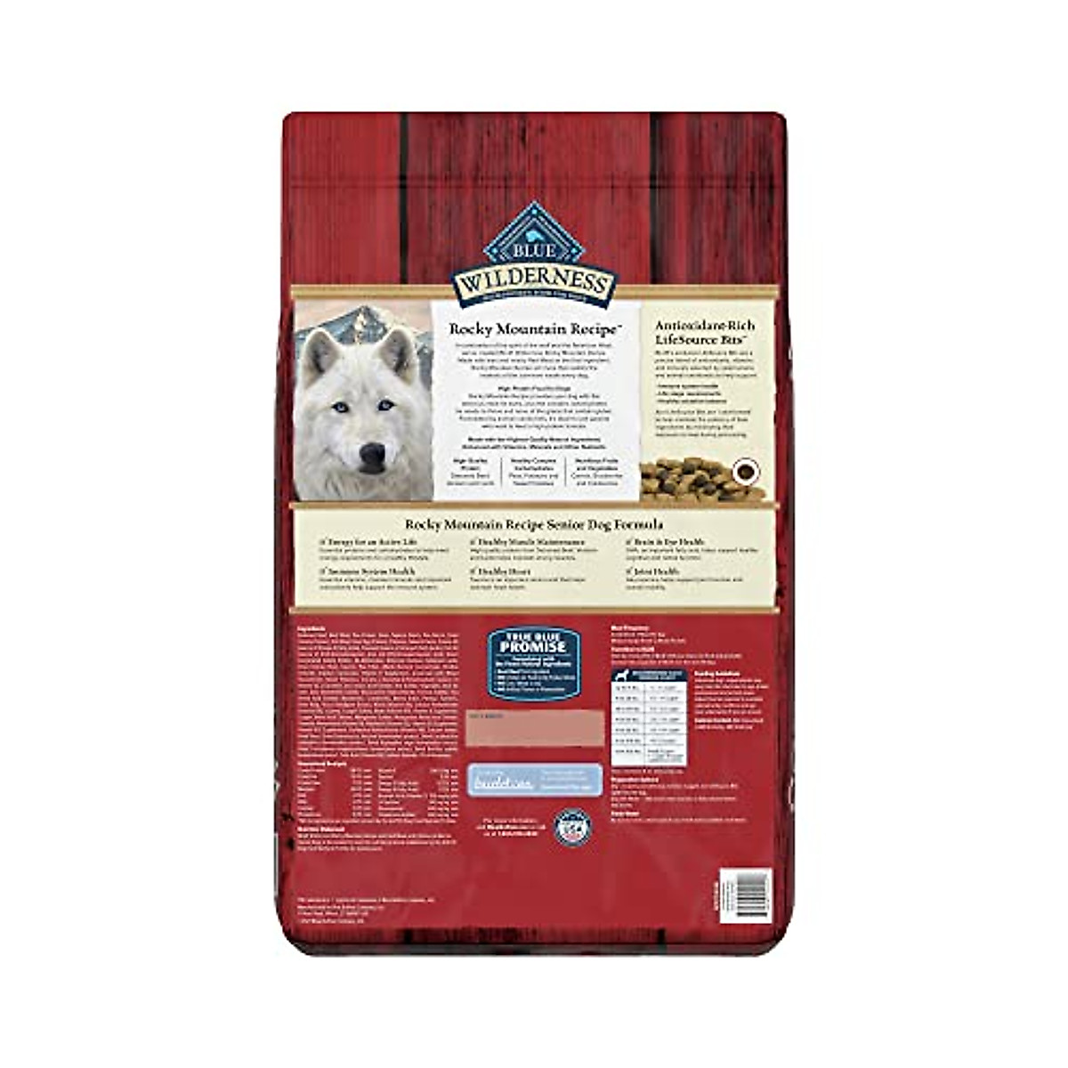 Blue Buffalo Wilderness Rocky Mountain Recipe High Protein, Natural Senior Dry Dog Food, Red Meat 22-lb
