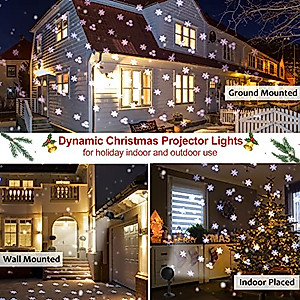Christmas Projector Lights Outdoor Snowflakes Indoor Projection Snowfall Lights Xmas Show LED White Spotlight Waterproof for New Year Holiday Party Wedding House Garden Patio Outside Decorations, Black