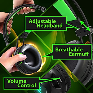 Fosmon Gaming Headset with Microphone & Volume Control, 3D Surround Strong Bass Over Ear Headphone with Ergonomic Headband Compatible with Xbox PS4 PS5 Nintendo Switch PC Laptop Desktop Mac