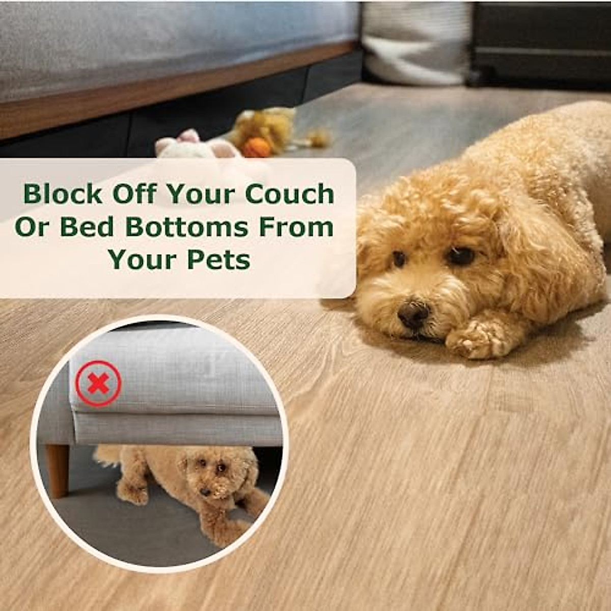 ECOHomes Under Couch Toy Blocker (Black, 8 Pcs, 16” Length x 3.2” Tall) - Couch Guards for Under Couch Prevent Toys from Going Under Furniture | Under Sofa Blocker and Under Bed Blocker for Cats