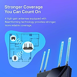 TP-Link AX1800 WiFi 6 Router (Archer AX21) – Dual Band Wireless Internet Router, Gigabit Router, USB port, Works with Alexa - A Certified for Humans Device