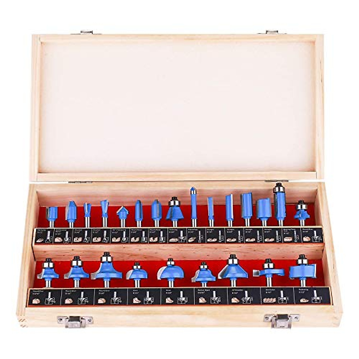 KOWOOD Router Bits Sets of 24A Pieces 1/4 Inch Shank Router Bit Set T Shape - for Commercial Users and Beginners…