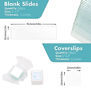 100PCS Transparent Blank Microscope Slides and 100PCS Square Cover Glass Slides (22mm x 22mm)