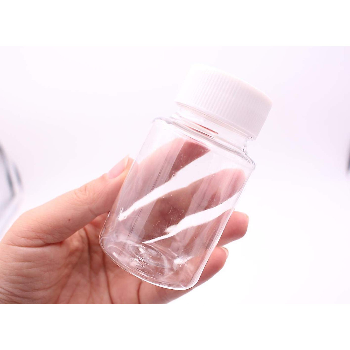 12PCS Clear Empty Portable Thicken Plastic Bottles Case with White Screw Cap Holder Storage Container for Liquid Solid Powder (50ml)