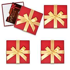 Gift Boutique Christmas Card Gift Holder Boxes Holiday Money Card Holders Party Favor Decor, Pack of 6 Red Present Box With Gold Bow