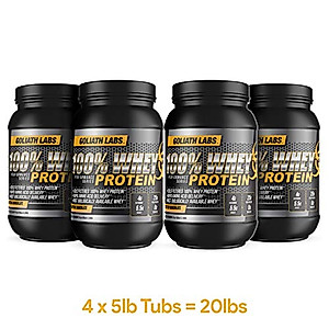 Goliath Labs 100% Whey Protein Powder Isolate/Blend | Fast-Absorbing Workout Supplements for Men and Women | 25g of Pure Protein and 5.5g of BCAAs | 5 lbs, 68 Servings (5 LB, Peanut Butter Chocolate)