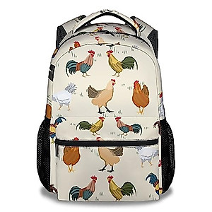 COOPASIA Chicken Backpack, 16 Inch Animal Theme Bookbag with Adjustable Straps, Durable, Lightweight, Large Capacity, School Backpack for Kids Girls Boys