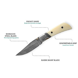 Perkin- Handmade Damascus Pocket Knife - Beautiful Folding Knife