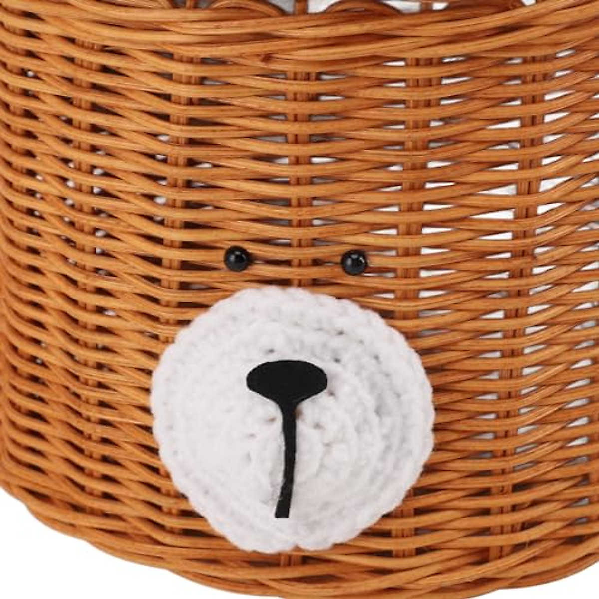 Atyhao Cute Bear Tissue Box Cover Rattan Holder with Lid, Round Easy Maintenance Dispenser, Versatile Decor, Photography Prop for Kids Rooms, Tables