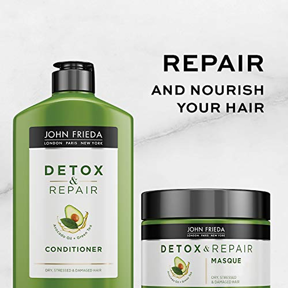 John Frieda Detox and Repair Conditioner, 8.45 Ounce Conditioner with Nourishing Avocado Oil and Green Tea