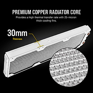 CORSAIR Hydro X Series XR5 360mm Water Cooling Radiator - Triple 120mm Fan Mounts - Premium Copper Construction - Easy Installation - White