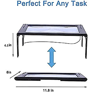 3X Large Full Page Magnifier with 12 LED Lights[Provide Evenly Lit Viewing Area], Foldable Flip-Out Legs, Dual Power Supply Modes- Ideal for Hands Free Reading, Low Vision, Seniors with Aging Eyes