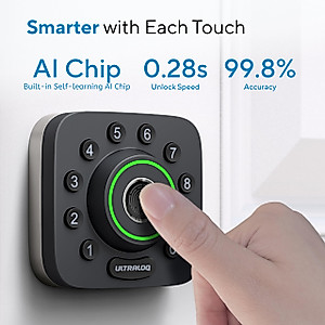 ULTRALOQ U-Bolt Pro Smart Lock + Bridge WiFi Adaptor, 6-in-1 Keyless Entry Door Lock with WiFi, Bluetooth, Biometric Fingerprint and Keypad, Smart Door Lock Front Door, Deadbolt Lock Edition