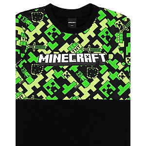 Minecraft Camo Pajama Set | Creeper Short Sleeve Top and Long Leg Bottoms | Comfortable Kids Gaming Nightwear for Bedtime