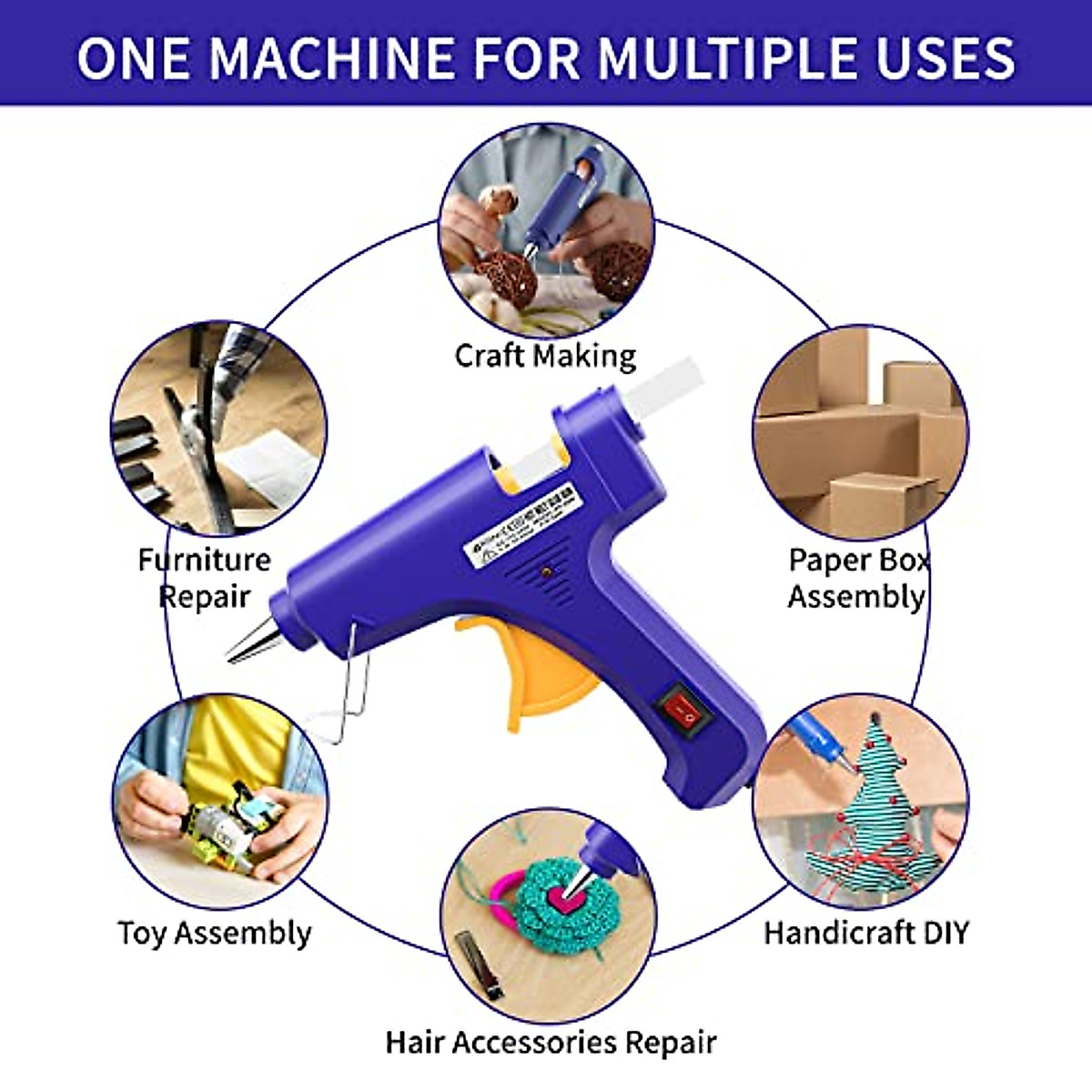 Mini Hot Glue Gun Set for Class Project, Small Glue Gun Kids Hot Melt Arts Craft DIY Glue Gun for Crafts School DIY Arts Home Quick Repairs (Multicolored 8 Pieces)