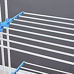 Fairnull [US Warehouse] Clothes Drying Rack, 4-Tier Oversize Clothes Drying Rack Collapsible, Stainless Steel Laundry Garment Dryer Stand Free-Standing Laundry Stand for Towels, Clothes, Shoes (Blue)