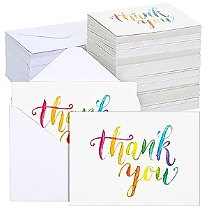 Sustainable Greetings 120-Pack Rainbow Thank You Cards with Envelopes, Bulk Colorful Thank You Note Set, Blank Inside for Business, Wedding, Graduation, Bridal and Baby Shower (4x5 in)