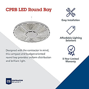 Lithonia Lighting CPRB ALO14 UVOLT SWW9 80CRI DBL LED Round High Bay with Switchable Color Temperature and Adjustable Light Output Switch, Multi-Volt 120-347V, 15-Inch, Black