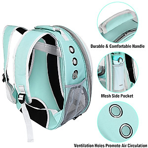 Bird Carrier Backpack Travel Cage with Perch, Breathable Clear Parrot Cockatiel Cage with Toy Stainless Steel Food Bowl Tray for Conures Parakeet Budgie Canary Lovebirds, Small Animal Pet Carrier Bag
