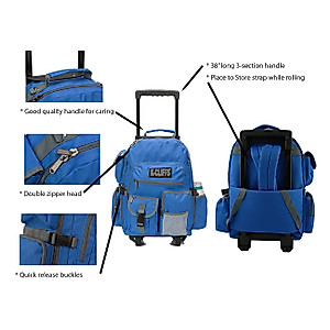 K-Cliffs Heavy Duty Rolling Backpack School Bookbag with Wheels Deluxe Wheeled Daypack