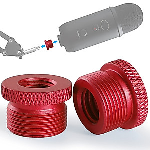 2 Pack Screw Thread Adapter, 5/8" Male to 3/8" Female Mic Screw for Blue Yeti/Blue Snowball/Blue Yeti X Microphone Stand Mount by Frgyee (Red)