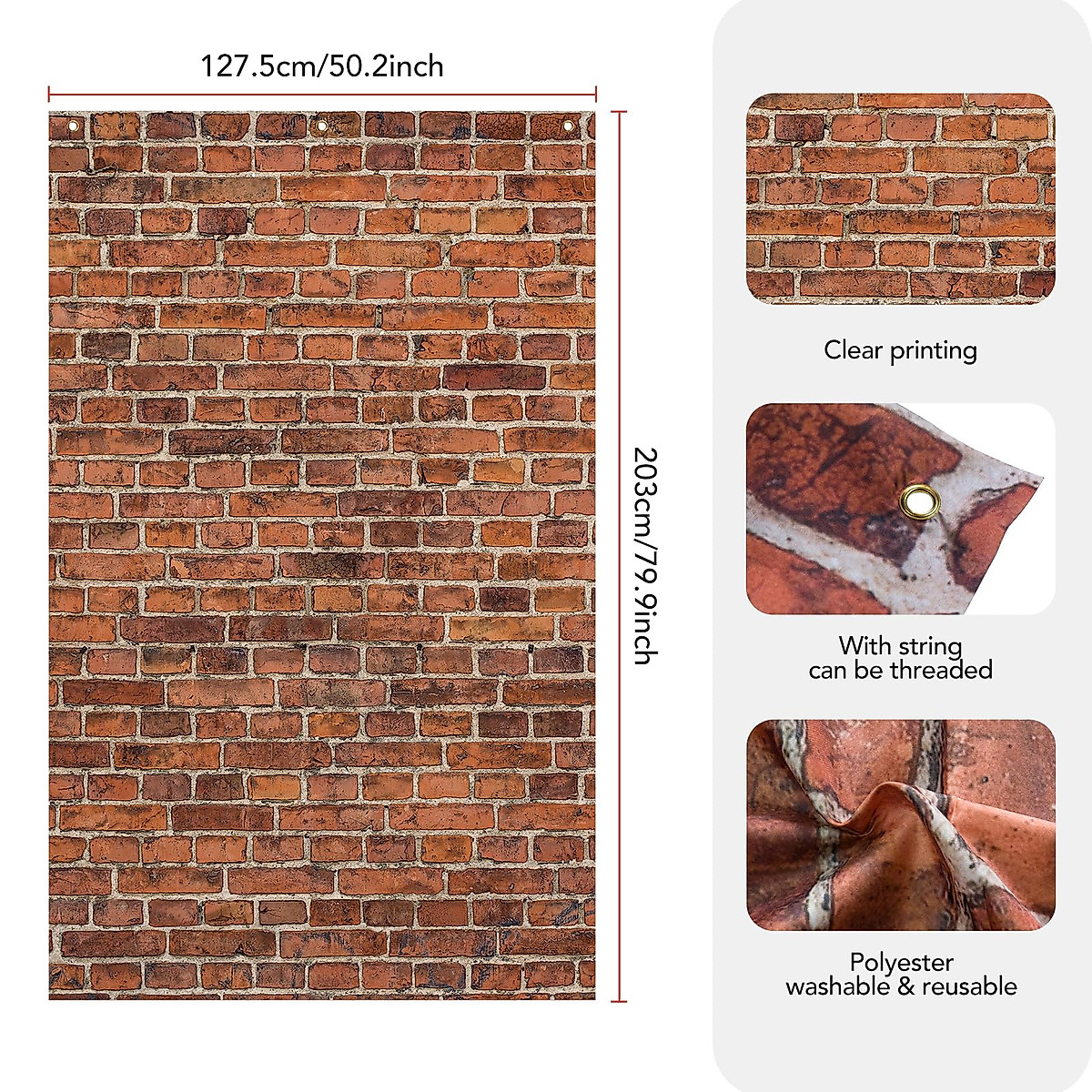 Brick Wall Backdrop, Brick Wall Party Backdrop Door Curtains for Halloween Party, Christmas, Birthday Gifts, Outdoor and Indoor Photo Props Brick Wall Decoration, Yellow