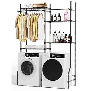 YORKING Clothes Drying Rack, Over The Washer and Dryer Storage Shelf with Adjustable Shelves, Space Saving Drying Rack for Laundry Room Easy Storage