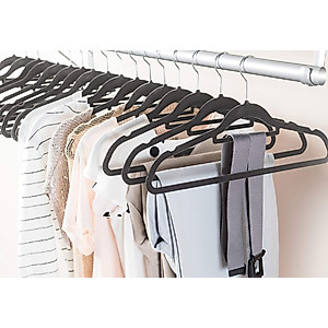 Zober Velvet Hangers 20 Pack - Clothes Hanger W/Tie Bar - Non-Slip, Swivel Hook, Slim Felt Hangers - Suits, Clothes, Pants, Coat Hanger - Gray