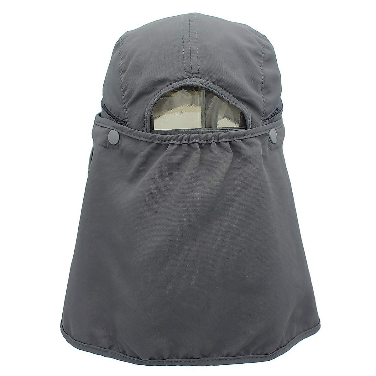 LLmoway Men Fishing Hat with Ear and Neck Flap Outdoor Sun Protection Cap with Foldable Bill Grey