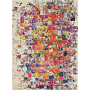 Unique Loom Estrella Collection Abstract, Bright Colors, Distressed, Modern Area Rug, 8 ft x 11 ft, Multi/Beige