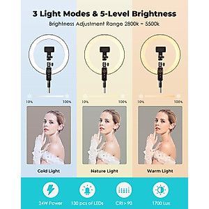 Viozon 12'' Ring Light with Extendable 79'' Tripod, Compatible with 3.5-6.7'' Phone &DSLR,Remote Control,Dimmable LED Selfie Circle Lights for YouTube/Tiktok/Photography/Zoom Meeting
