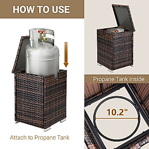 Propane Metal Tank Cover Table for Gas Fire Pits for Hiding Propane Tanks, 40*40*57cm Hideaway Table with Side Handles, Brow