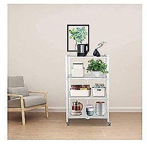 ATAAY Shelf Storage Trolley Trolley Trolley Storage Rack/White