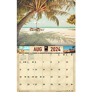 2024 Beaches Scenic Wall Calendar 16-Month X-Large Size 14x22, Best Beach Paradise Calendar by The KING Company-Monster Calendars