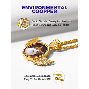 Richsteel Personalized Photo Picture Pendant Necklace Gold Plated Image Print Custom Jewelry