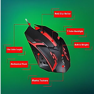Smaige Wired USB Mouse – RGB Optical Computer Mouse,1200 DPI Office,Home and Game Mice for Windows PC, Laptop, Desktop, Notebook, for Right or Left Hand Use (Black)