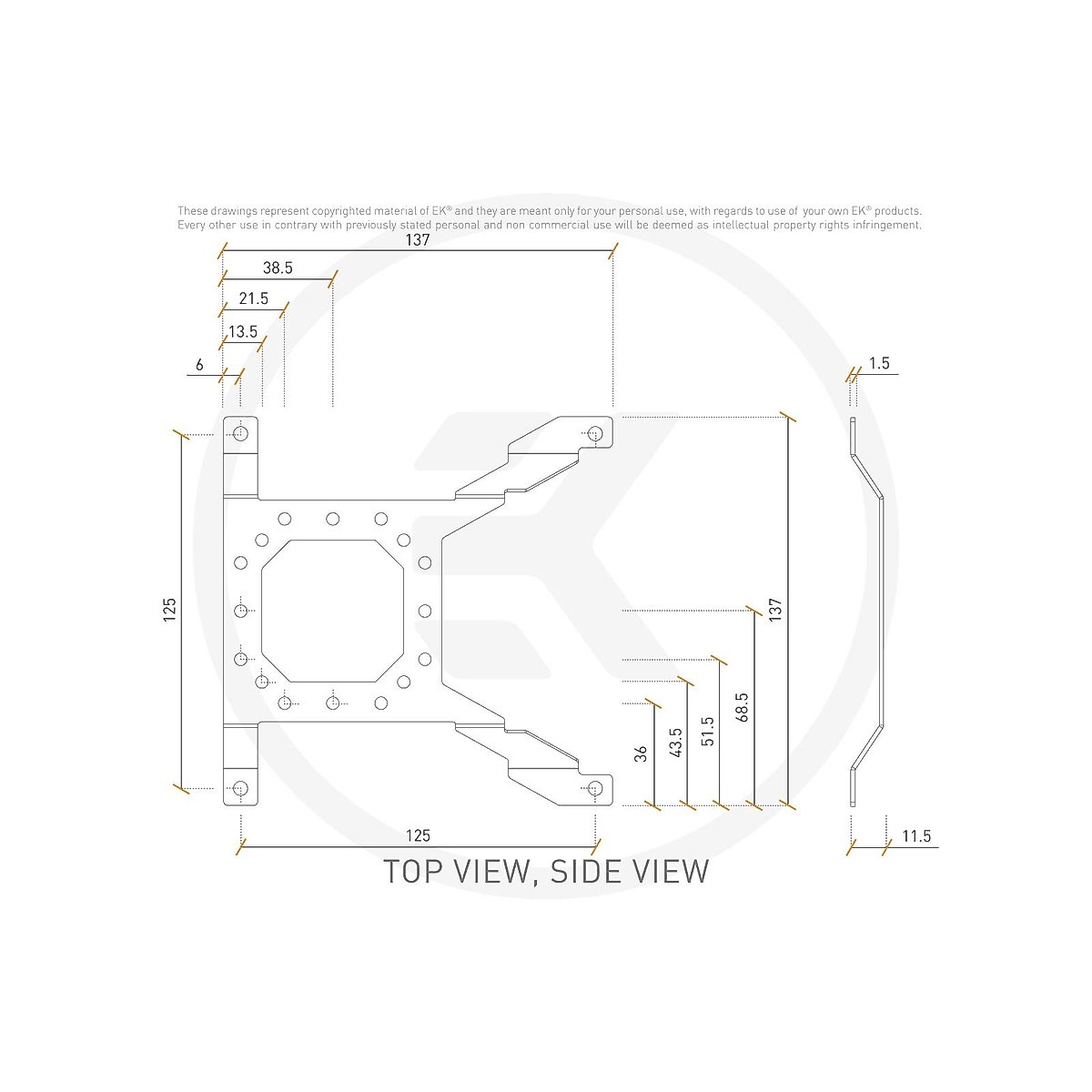 EKWB EK-Loop Uni Pump Reservoir Mounting Bracket, 140mm