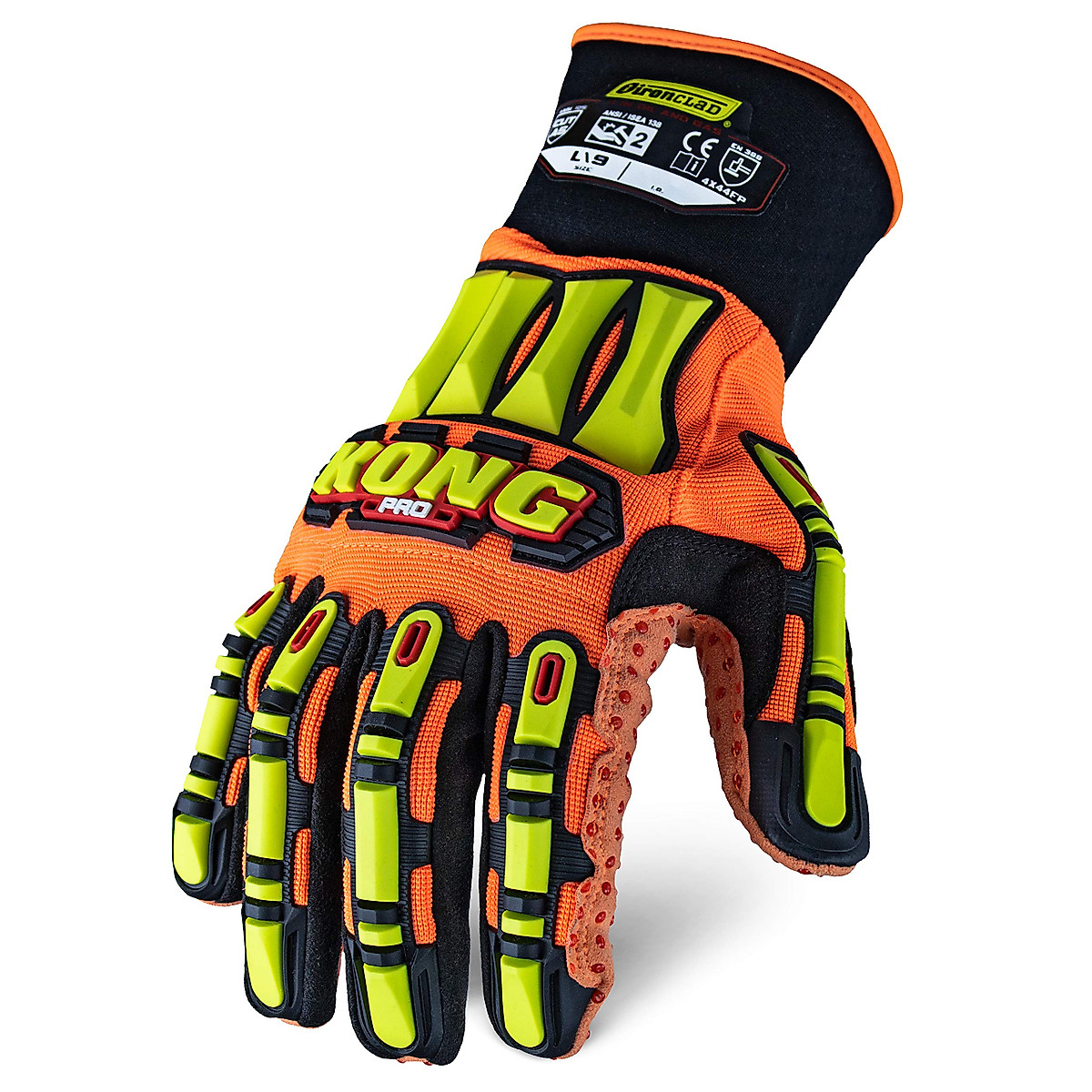 Ironclad mens Cut Resistant Work Gloves, Orange - Yellow Tpr, Large Pack of 1 US