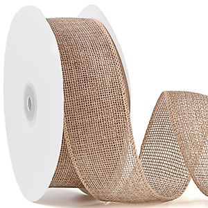 Phinus Burlap Wired Edge Ribbon (Brown), Burlap Ribbon, 1.5inx16.5 Yard Burlap Wired Ribbon for Big Bow, Wreath, Tree, Weddings, Parties, Outdoor Decoration, Thanksgiving, Christmas