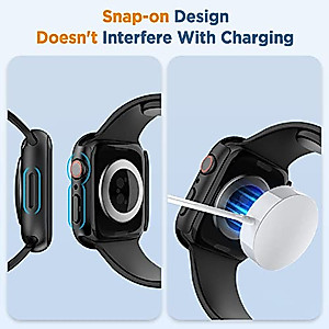 2-Pack 3D Curved Case for Apple Watch Series 7, Tempered Glass Screen Protector 41mm iWatch Full Face Cover Smartwatch Accessories (Black+White)