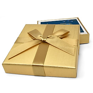 Gold Christmas Card Gift Box Holder with Bows Pack of 6 Holiday Gifts Greeting Cards Present Wrap Square Boxes Cash Money Holders Party Favor Decor for Wedding Xmas Party Supplies Decorations