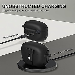 [Secure Lock] Case Cover Compatible with Sony WF-1000XM5, Silicone Case for Sony WF-1000XM5 Earbuds, Shockproof Anti Scratch Case Protective Cover with Carabiner and Lanyard (Black)