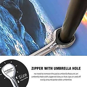 Lirduipu Beach Pattern Round Outdoor Tablecloth,Round Tablecloth with Umbrella Hole and Zipper for Patio Garden,Waterproof Spill-Proof,for Outdoor Umbrella Table(72" Round,Yellow Blue)