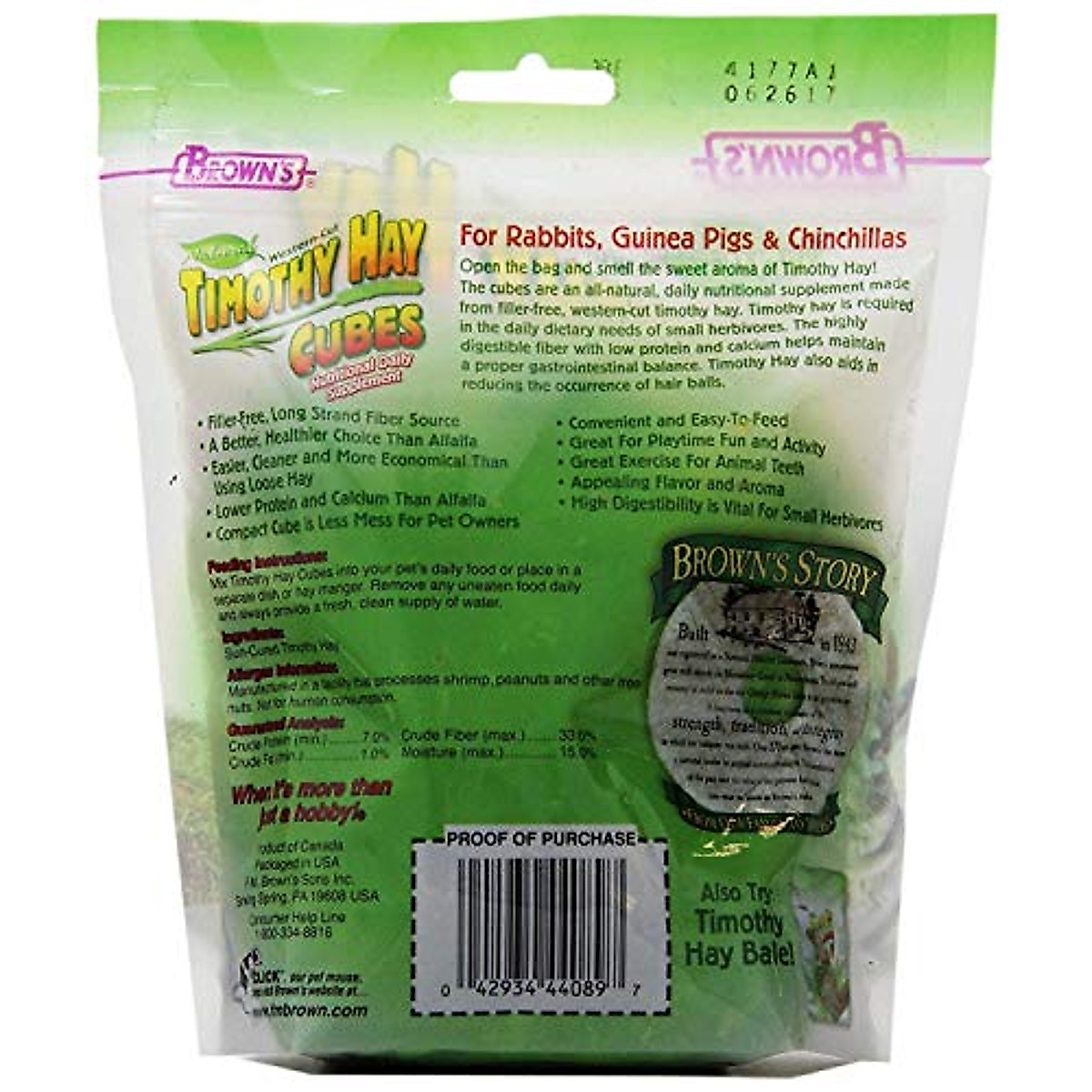 FM Brown's 3 Pack of Timothy Hay Cubes, 10 Ounces Each, for Rabbits Guinea Pigs and Chinchillas3